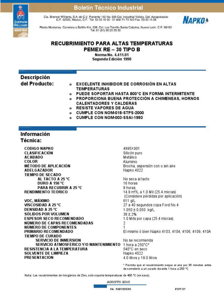 Napko-4995-Re30-B Altas Temperaturas 540 C | PDF