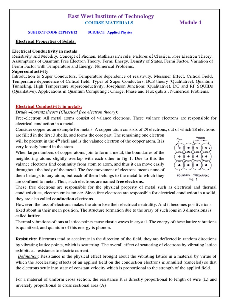 Module 4-Electrical Properties of Materials and Applications | PDF | Teaching Methods ...