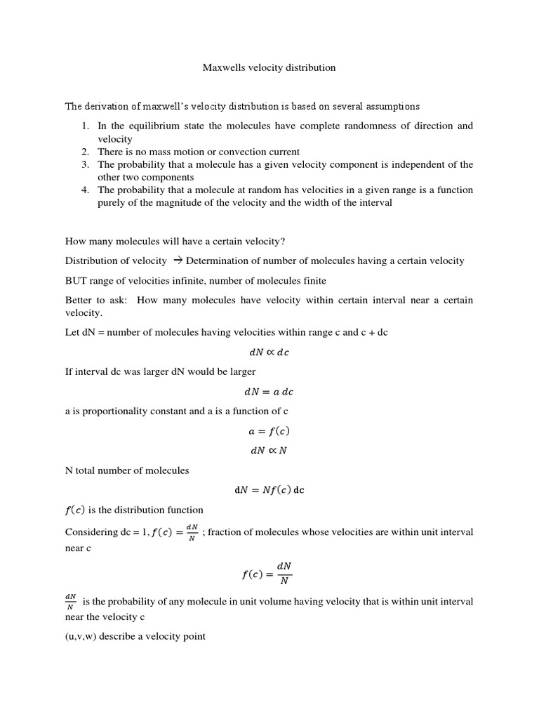 Maxwell's Velocity Distribution Derivation | PDF | Physics | Mathematics