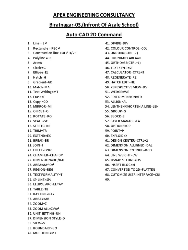 Autocad 2d Command | PDF