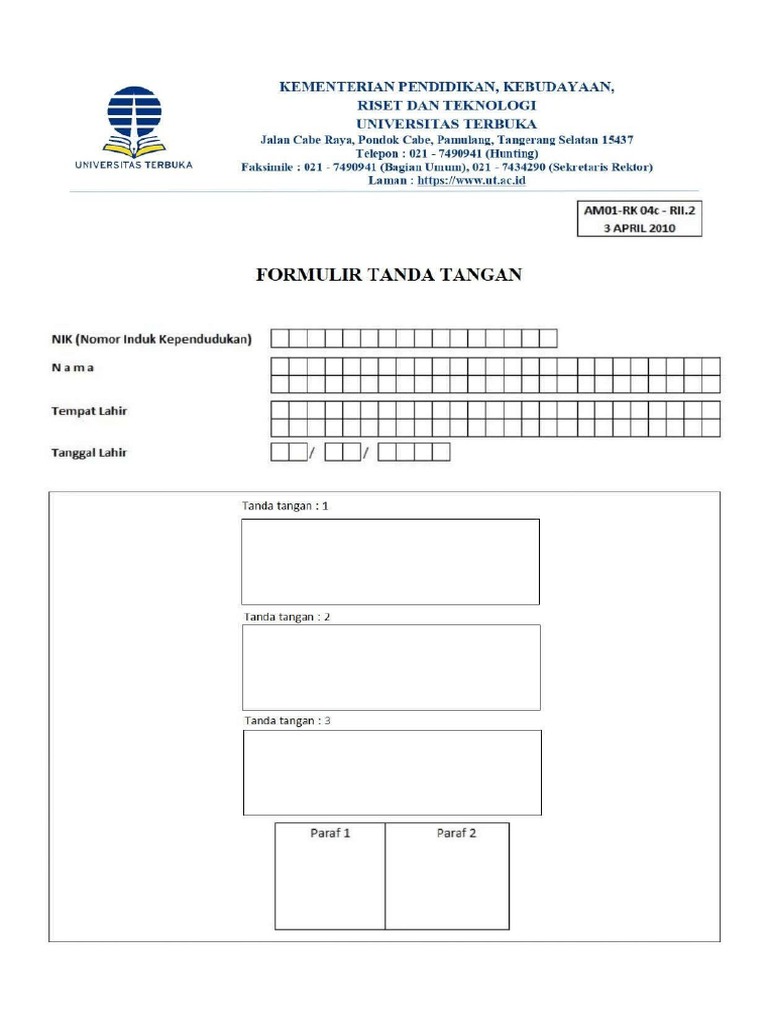 Form Tanda Tangan | PDF