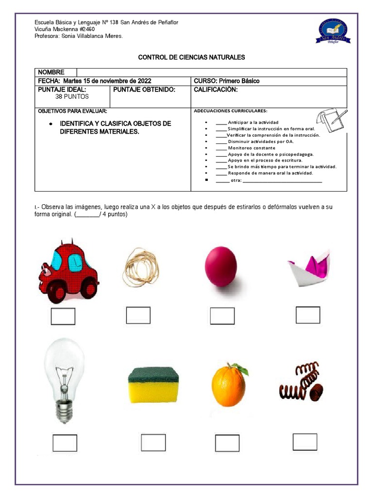 Prueba CS Naturales Noviembre | PDF