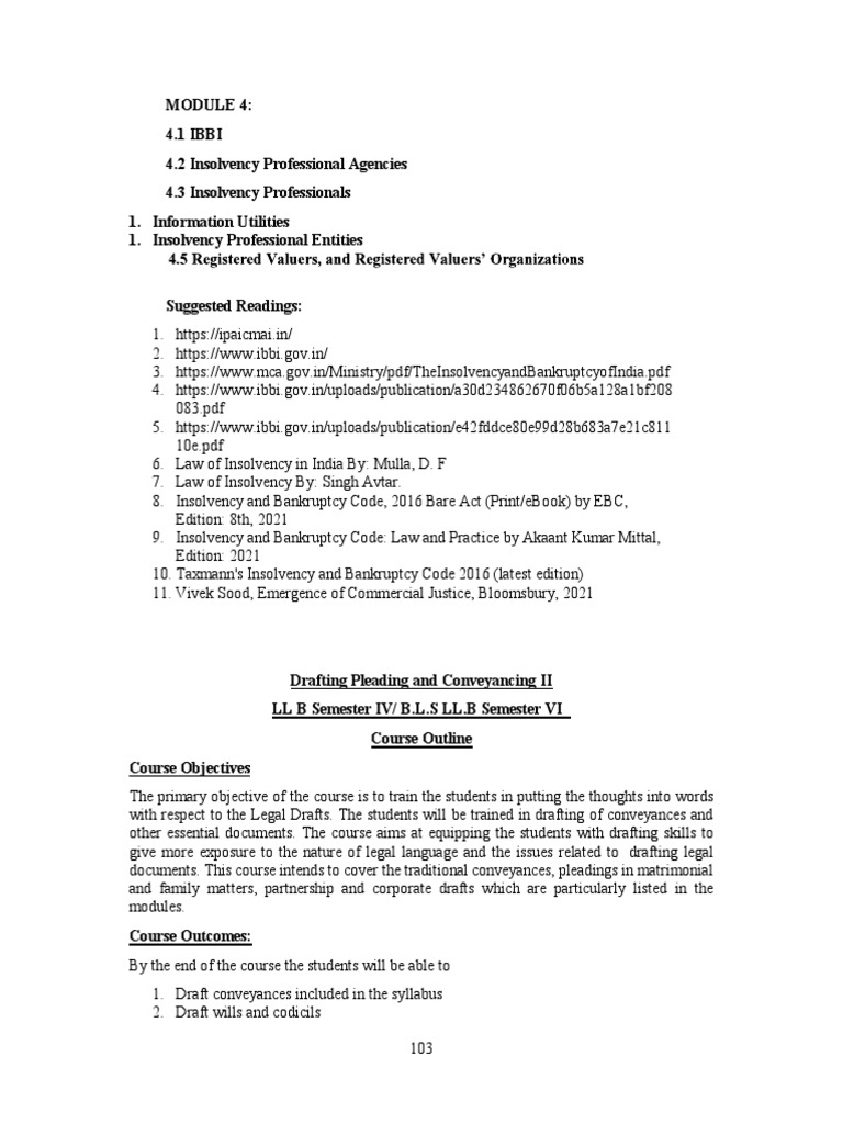 LL-B 3rd Year Syllabus | PDF