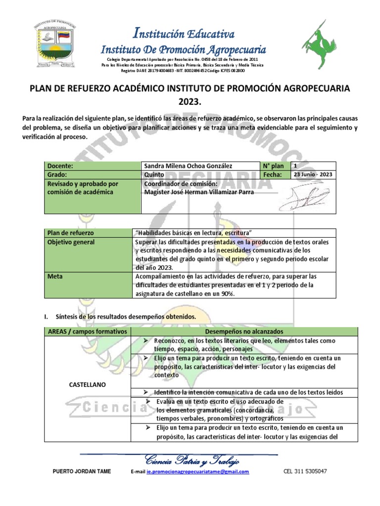 Plan de Refuerzo 5 ° | PDF