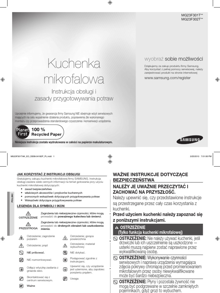 Instrukcja Obslugi SAMSUNG MG23F301TAK EO | PDF