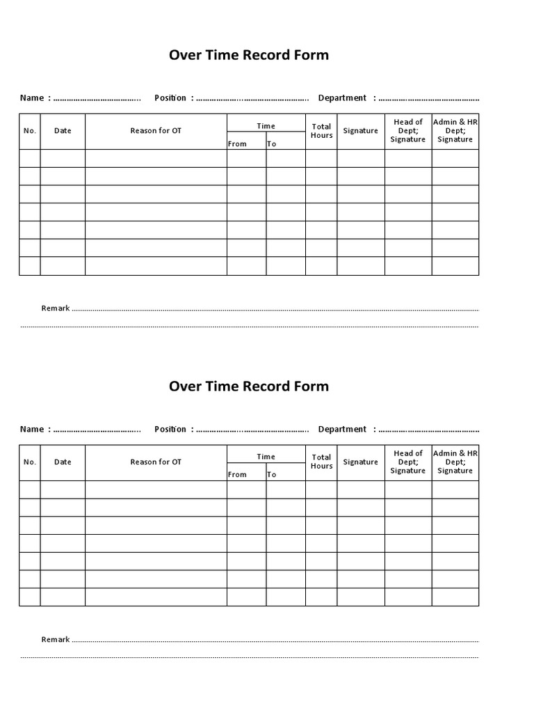 Overtime Record Form | PDF