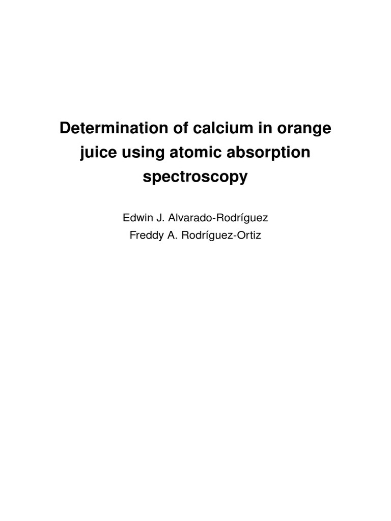 Determination of calcium in orange juice using atomic absorption spectroscopy | PDF | Absorbance ...