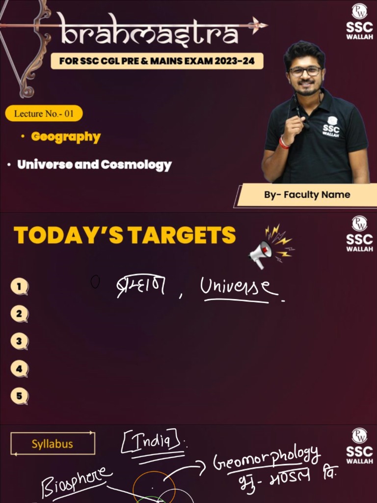 Universe and Cosmology 01 - Class Notes (Brahmastra SSC Foundation) | PDF