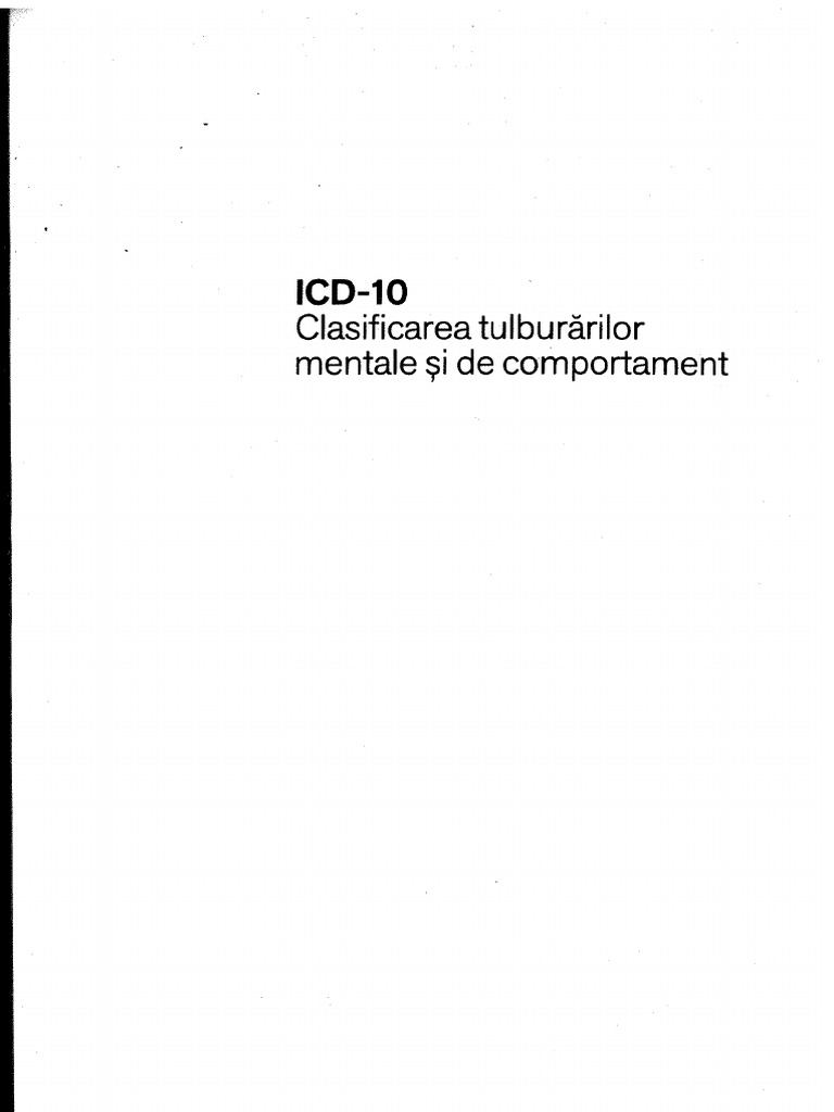 ICD-10 Clasificarea Tulburarilor Mentale Si de Comportament | PDF