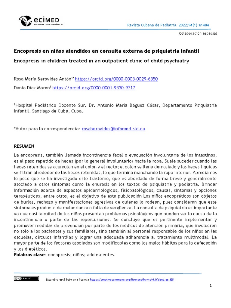 Encopresis en Niños Atendidos en Psiquiatria | PDF | Heces | Trastorno ...