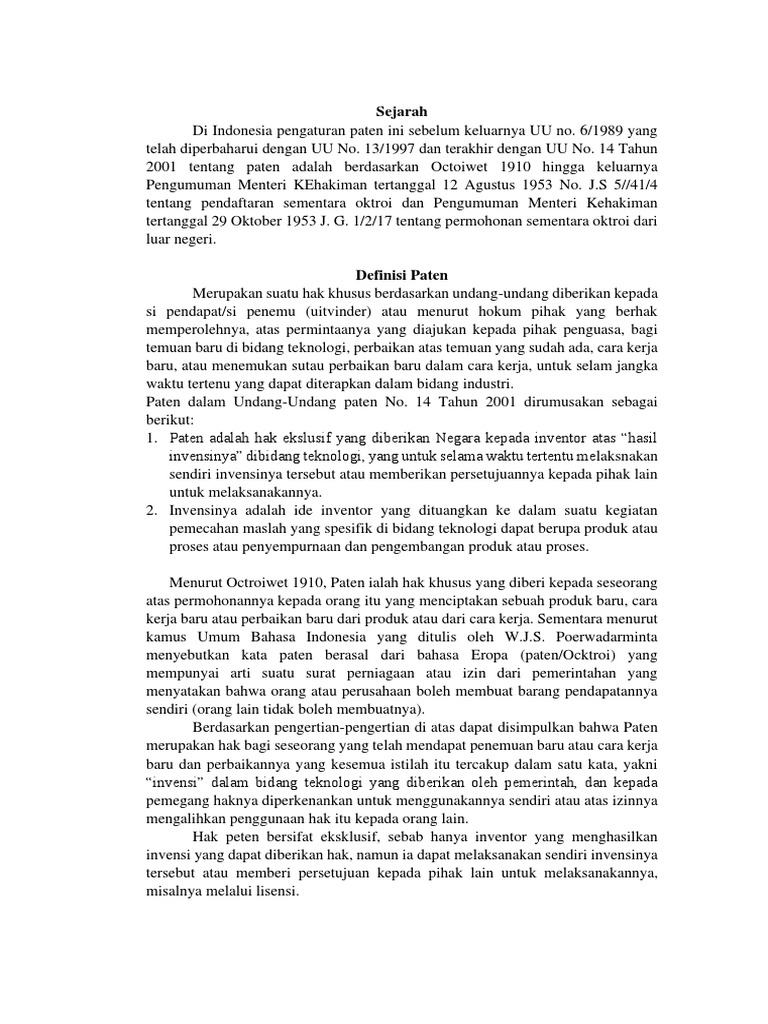 Hak Paten Adoel & Echa | PDF