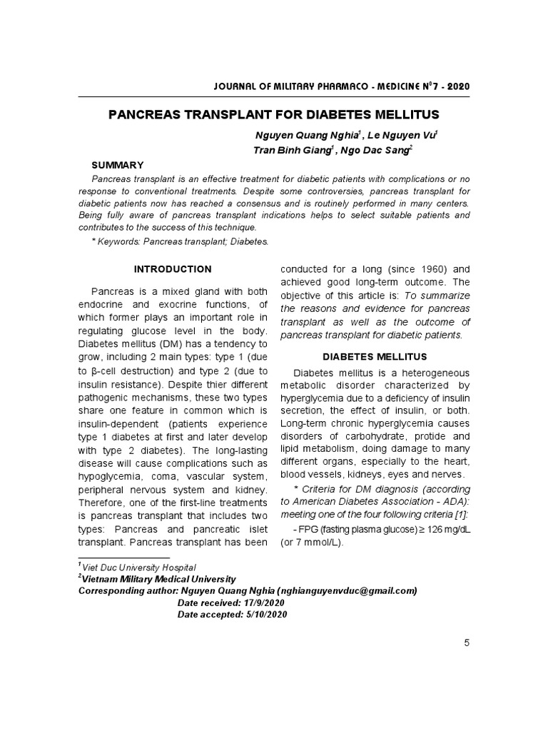 Pancreas Transplant | PDF