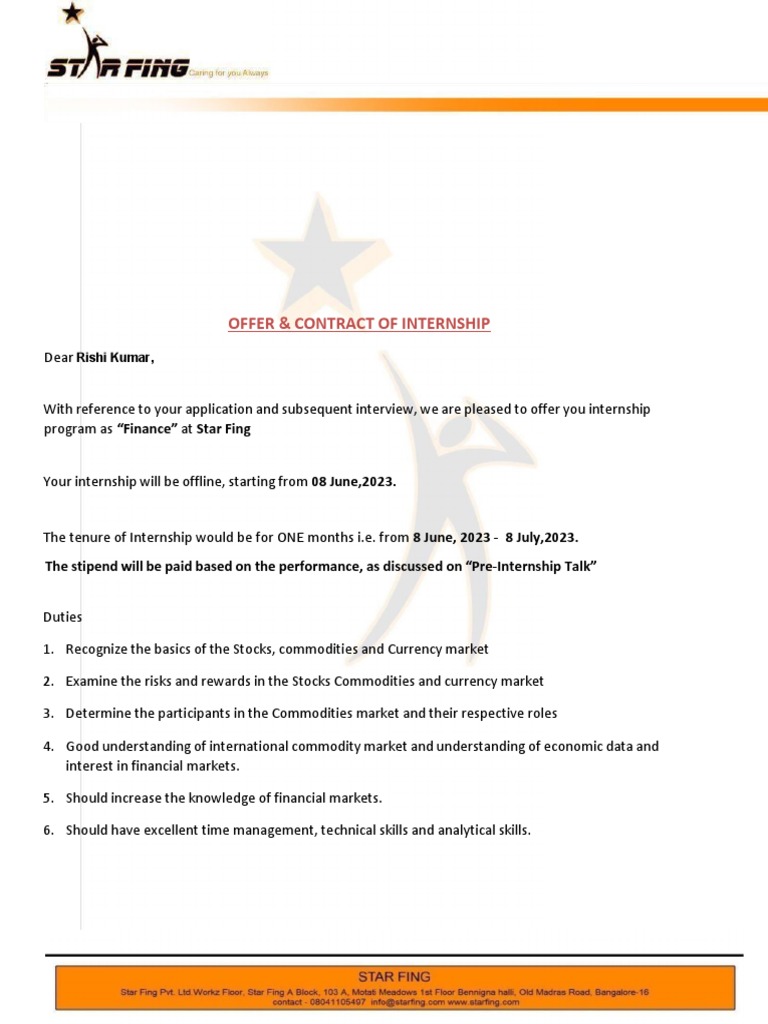 Offer Letter Starfing | PDF