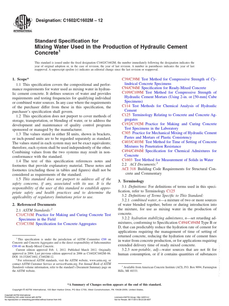 E-Cld-3108 - Astm C-1602 | Download Free PDF | Concrete | Water