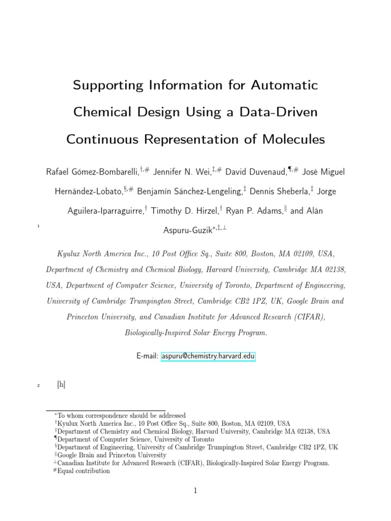 2018 ACSCentSci Gomez-Bombareli Aspuru-Guzik Automatic Chemical Design Using A Data-Driven ...