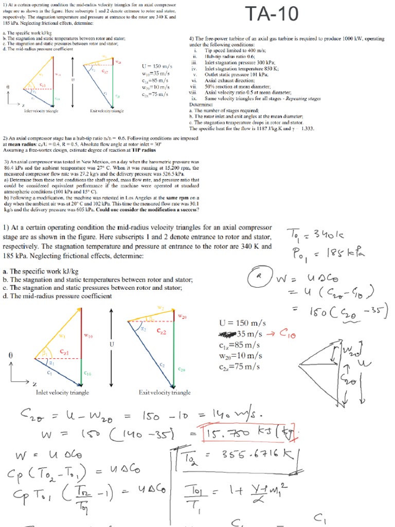 Axial Compressor and Turbine Tutorial Solution | PDF