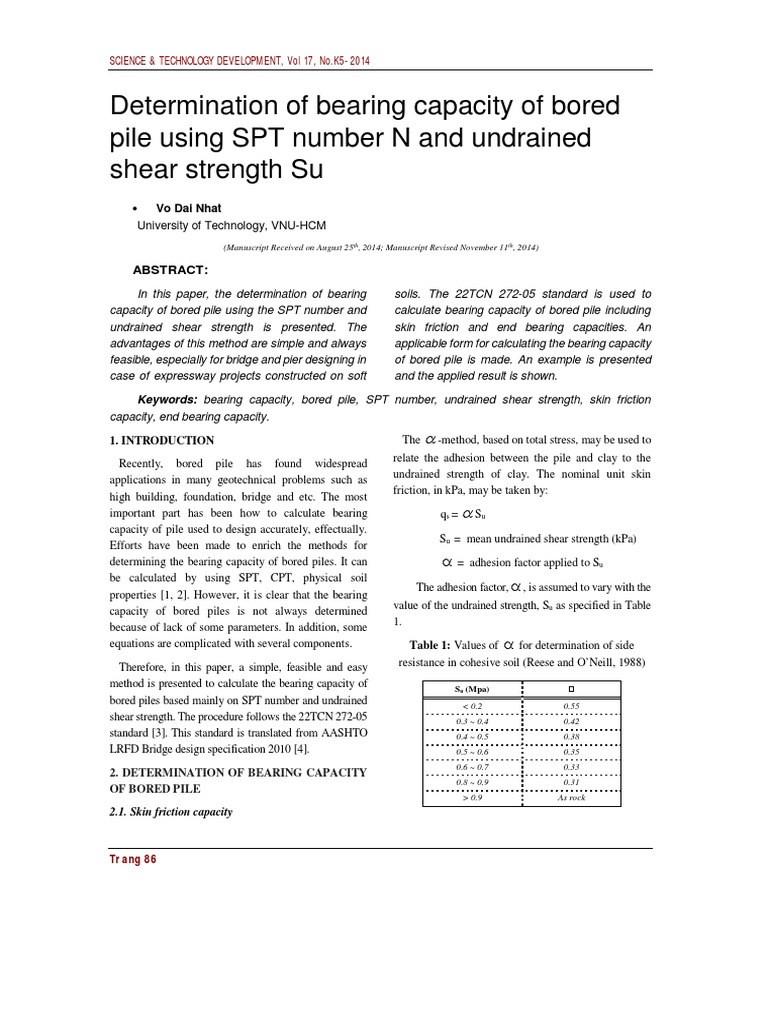 Bored Pile Bearing Capacity Guide | PDF | Deep Foundation | Soil Mechanics