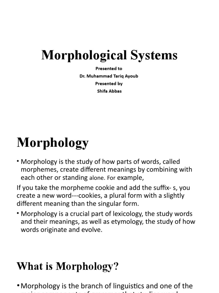 Morphological Systems | PDF | Morphology (Linguistics) | Word