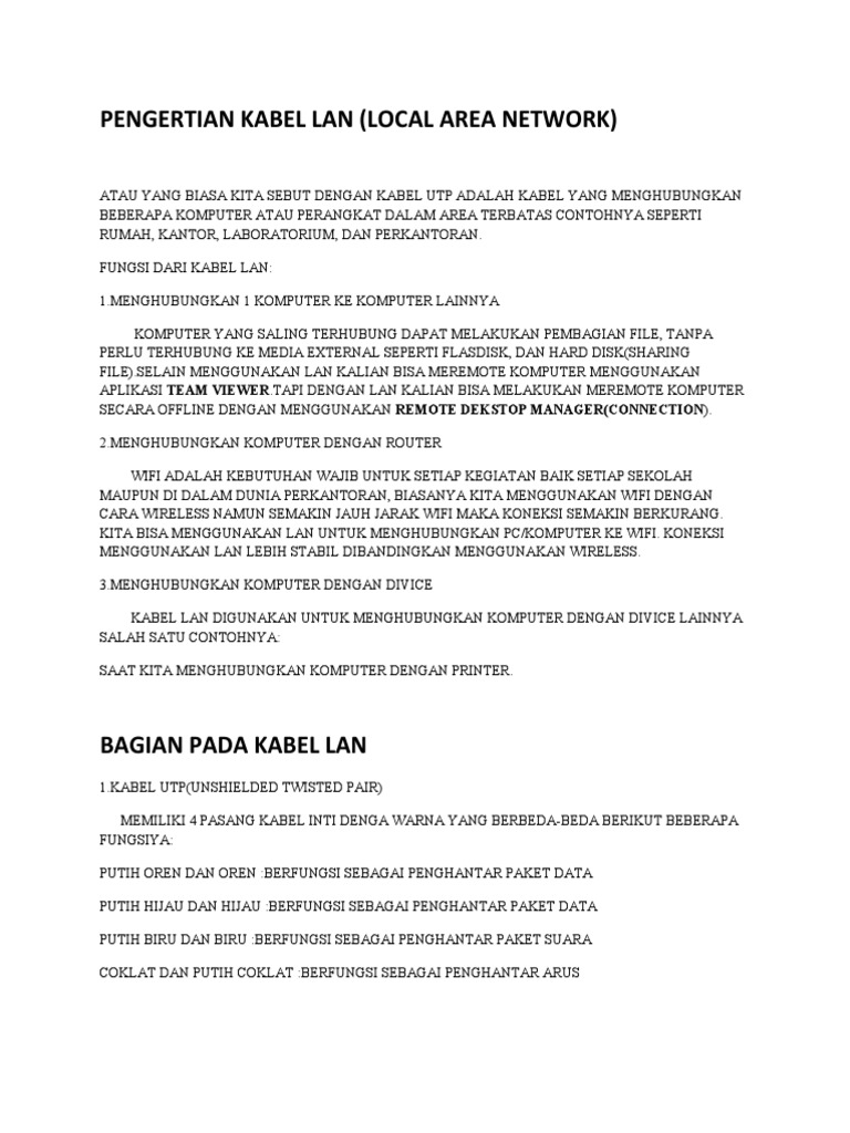 Pengertian Kabel Lan (Aij) | PDF