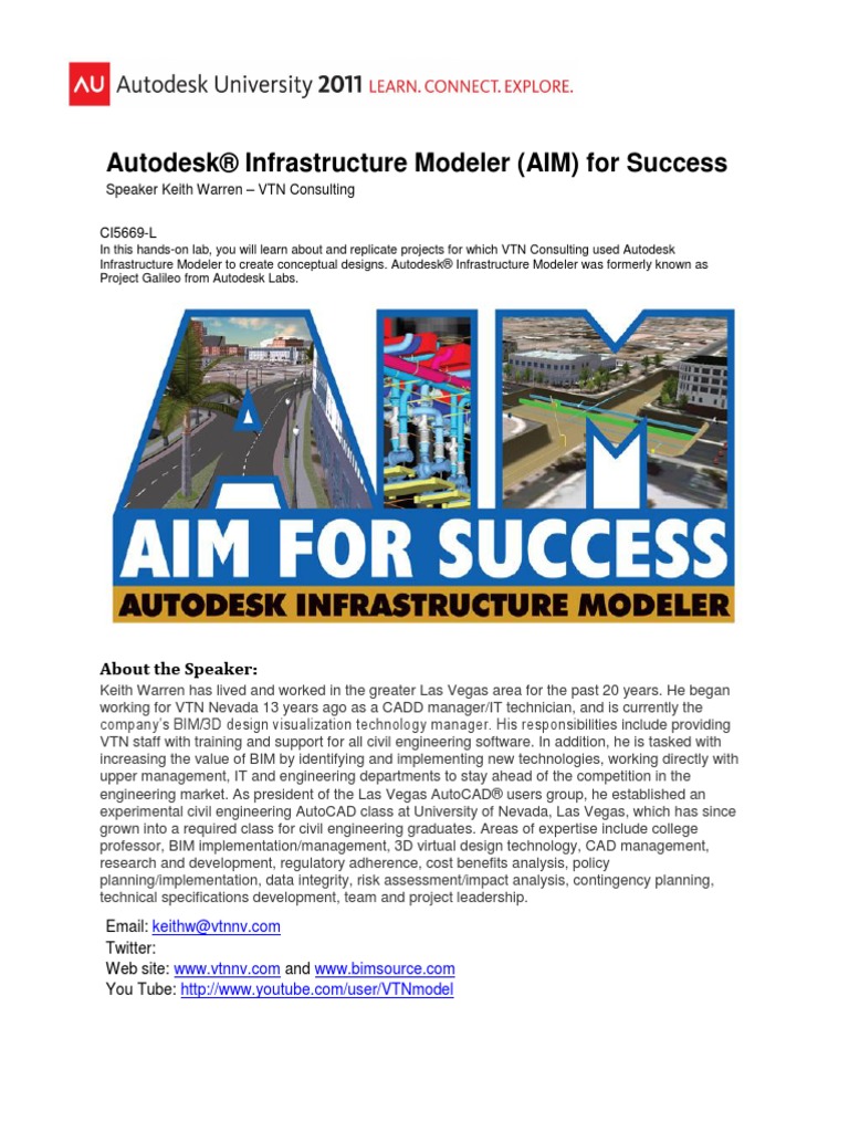 v4_AU2011ClassHandout Autodesk® Infrastructure Modeler (AIM) for Success | PDF | 3 D Computer ...