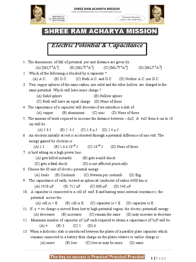 Potential & Capacitance.... Sol | PDF