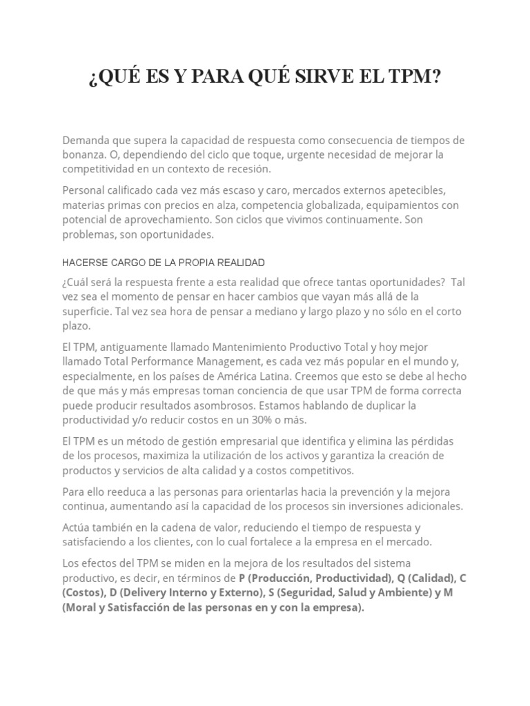 Qué Es y para Qué Sirve El TPM | PDF