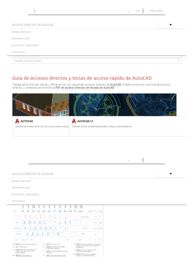 Guía de Comandos y Atajos de Teclado de AutoCAD - Autodesk | PDF
