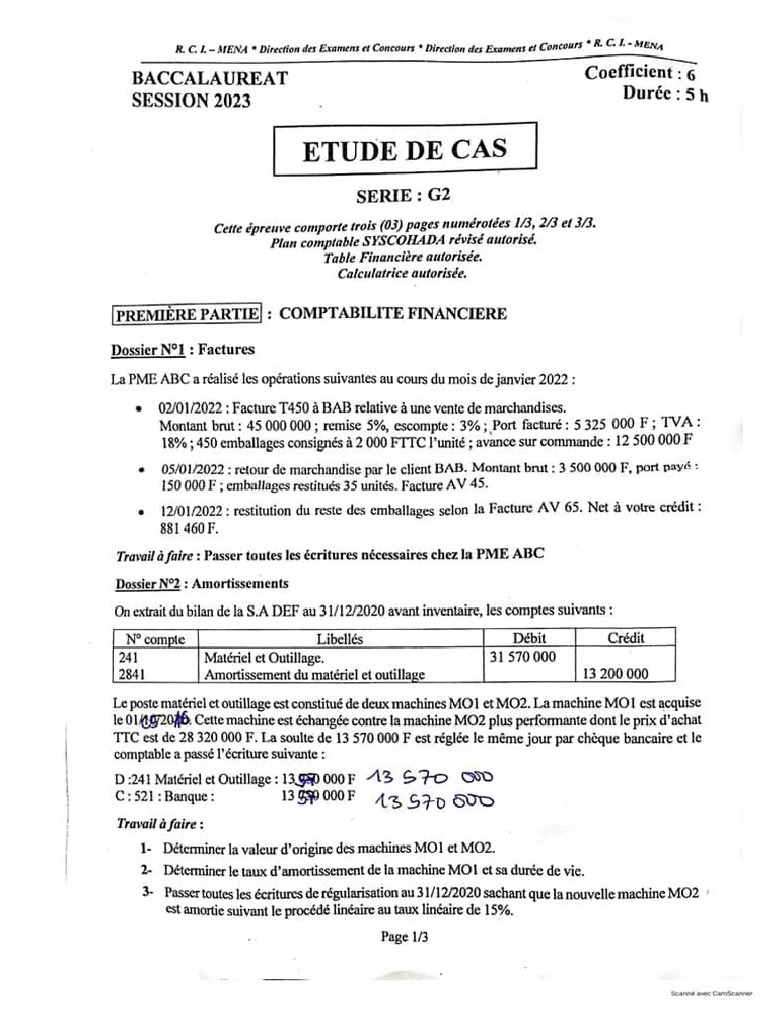 Sujet BAC ÉTUDE DE CAS 2023 G 2 | PDF