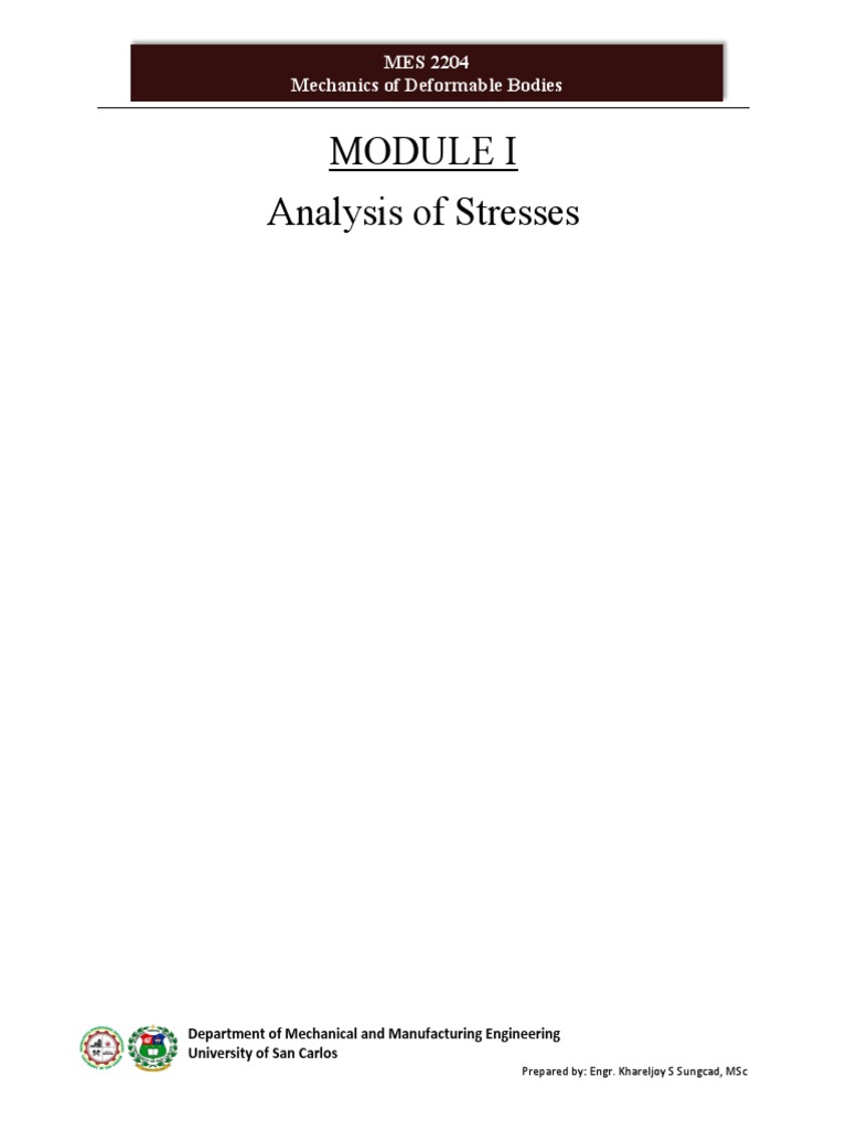 Module 1 Analysis of Stresses | PDF | Science & Mathematics