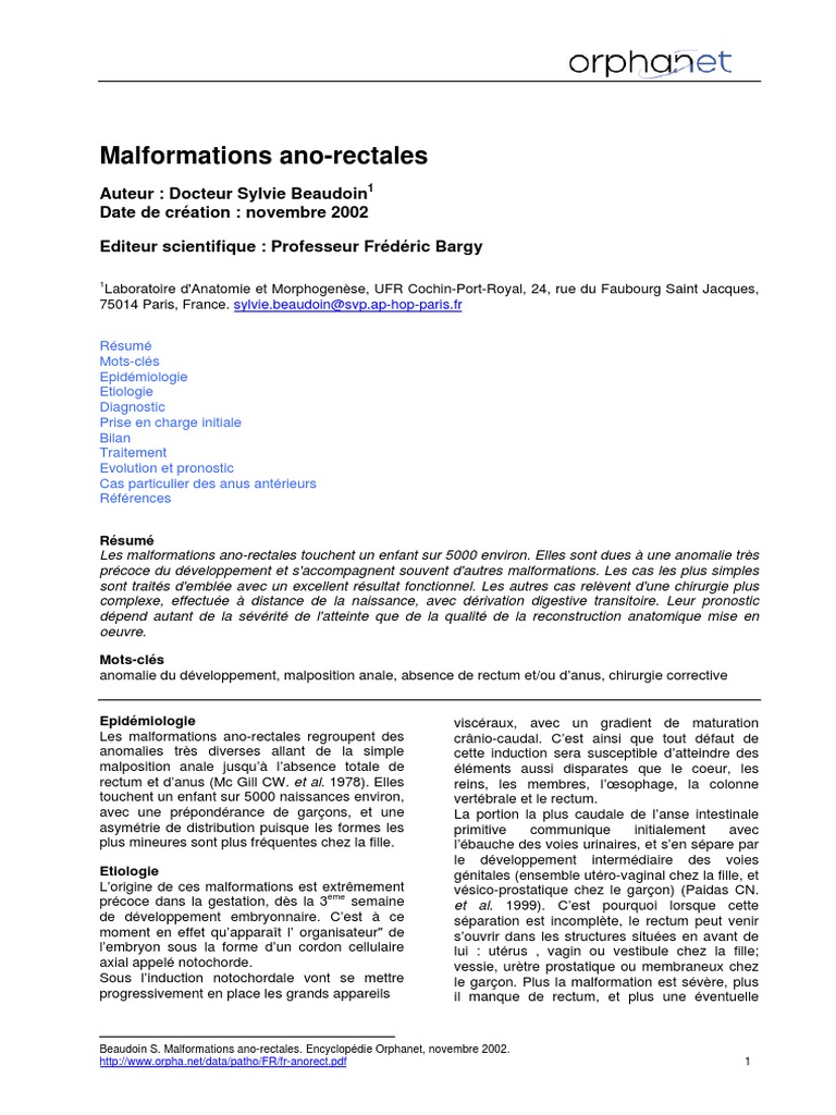 Malformations Ano Rectales | PDF