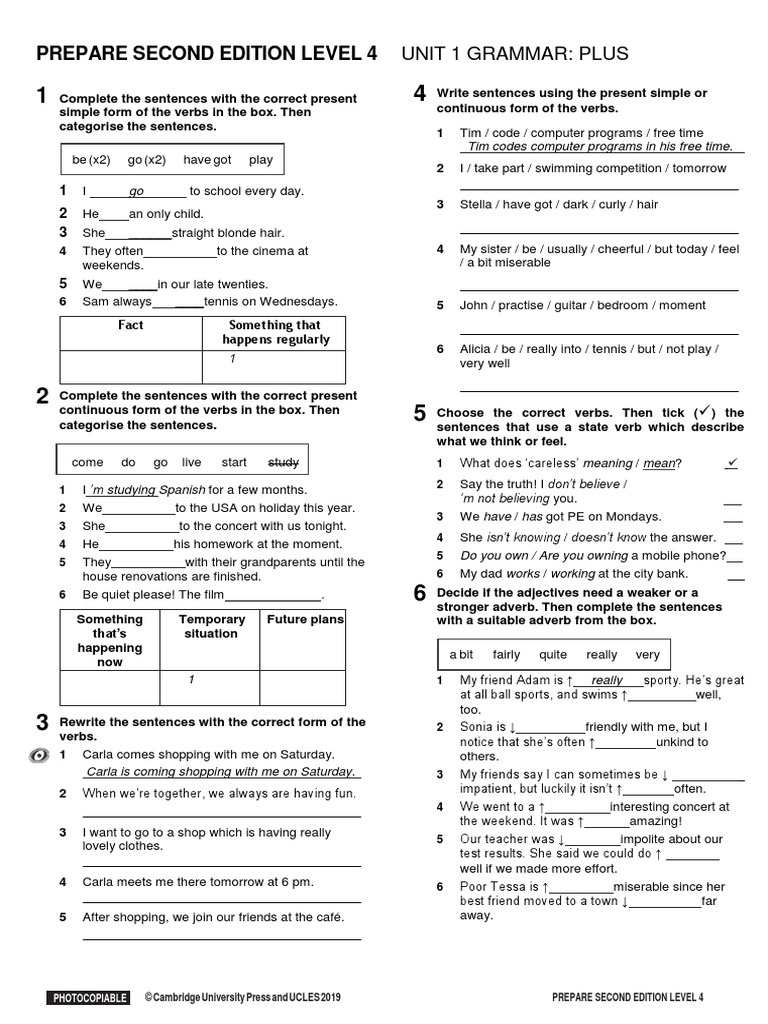 Grammar and Vocabulary Units 1 and 2 | PDF