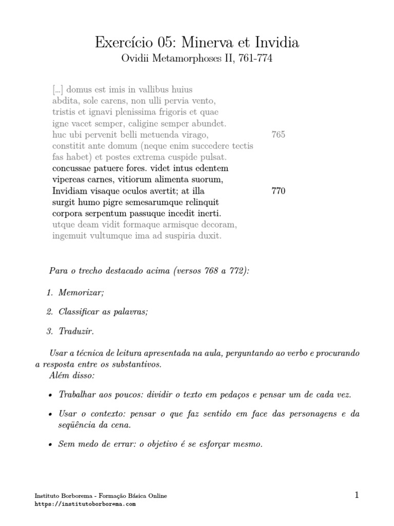 Latim05 Ex Minerva Et Invidia | PDF