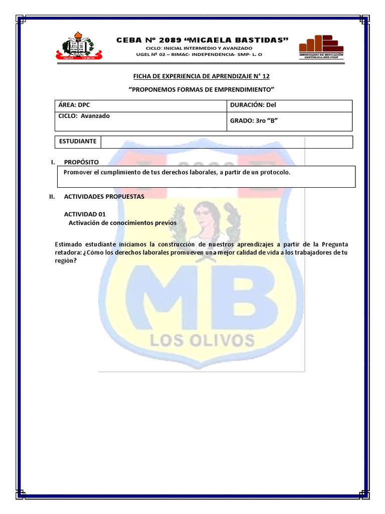 Ficha AP.12 DPC 3ro B | PDF | Negocios | Ciencias sociales Ficha AP.12 DPC 3ro B | PDF | Negocios | Ciencias sociales