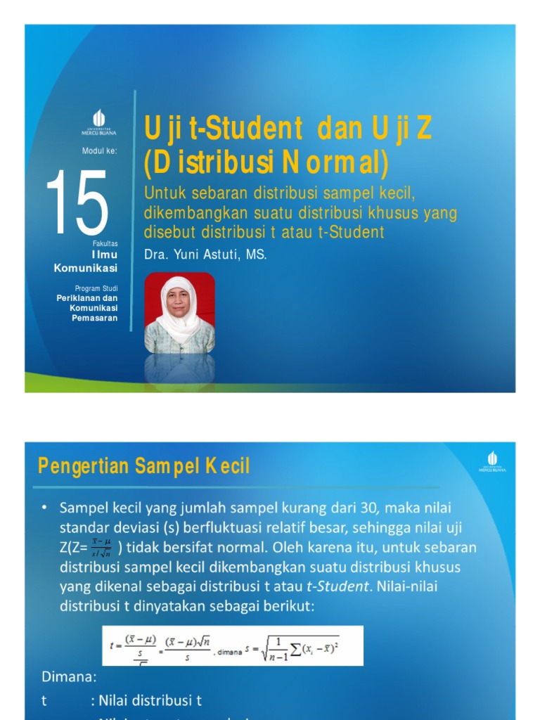 Adoc - Pub 15ilmu Uji T Student Dan Uji Z Distribusi Normal | PDF