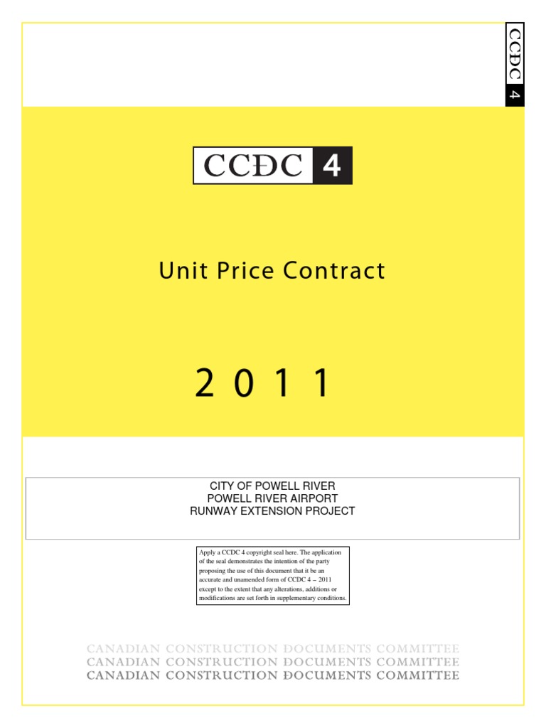 CCDC 4 - Unit Price Contract 2011 | PDF
