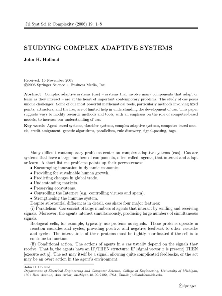 Studying Complex Adaptive Systems | PDF | Protein–Protein Interaction ...