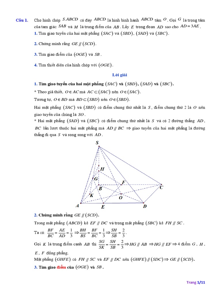 6. BÀI TẬP TỰ LUẬN HÌNH HỌC ÔN TẬP HK1-11 | PDF