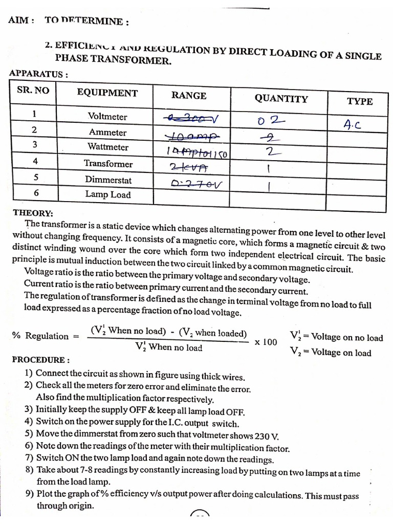 Transformer Regulation and Efficiency | PDF
