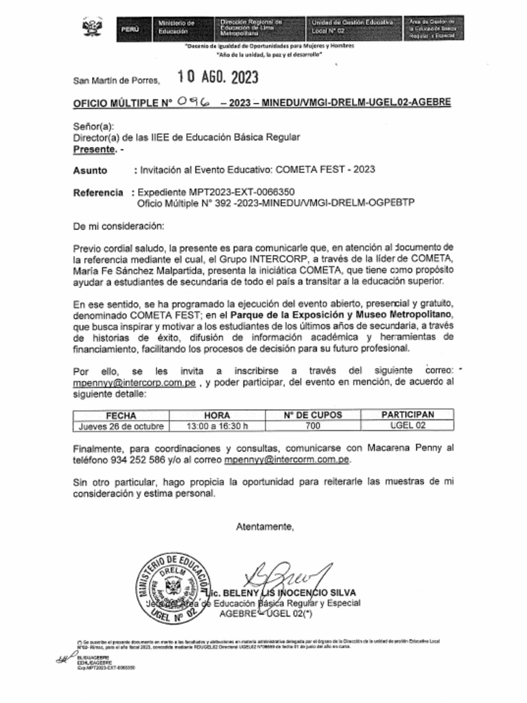 Oficio Multiple 096-2023 0 | PDF