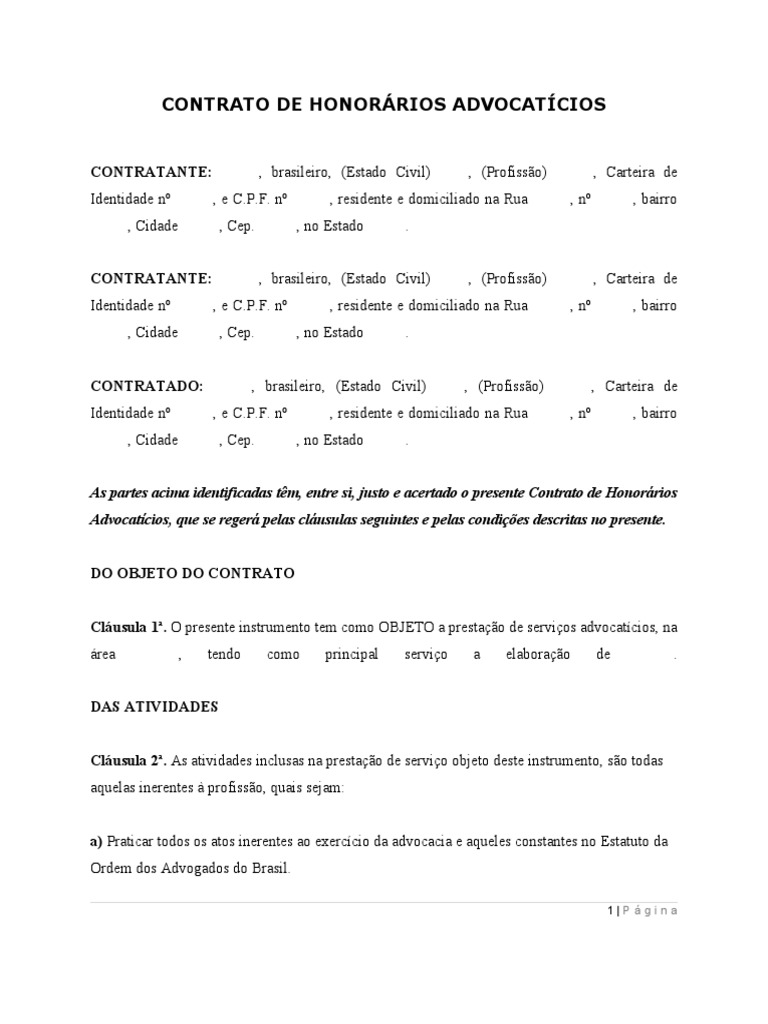 Contrato de Honorarios Advocaticios | PDF
