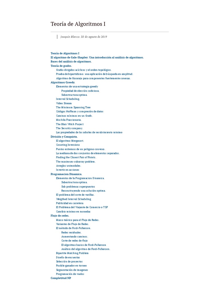 Teoria de Algoritmos I - Parte 1 | PDF | Teoría de grafos | Teoría de la complejidad computacional