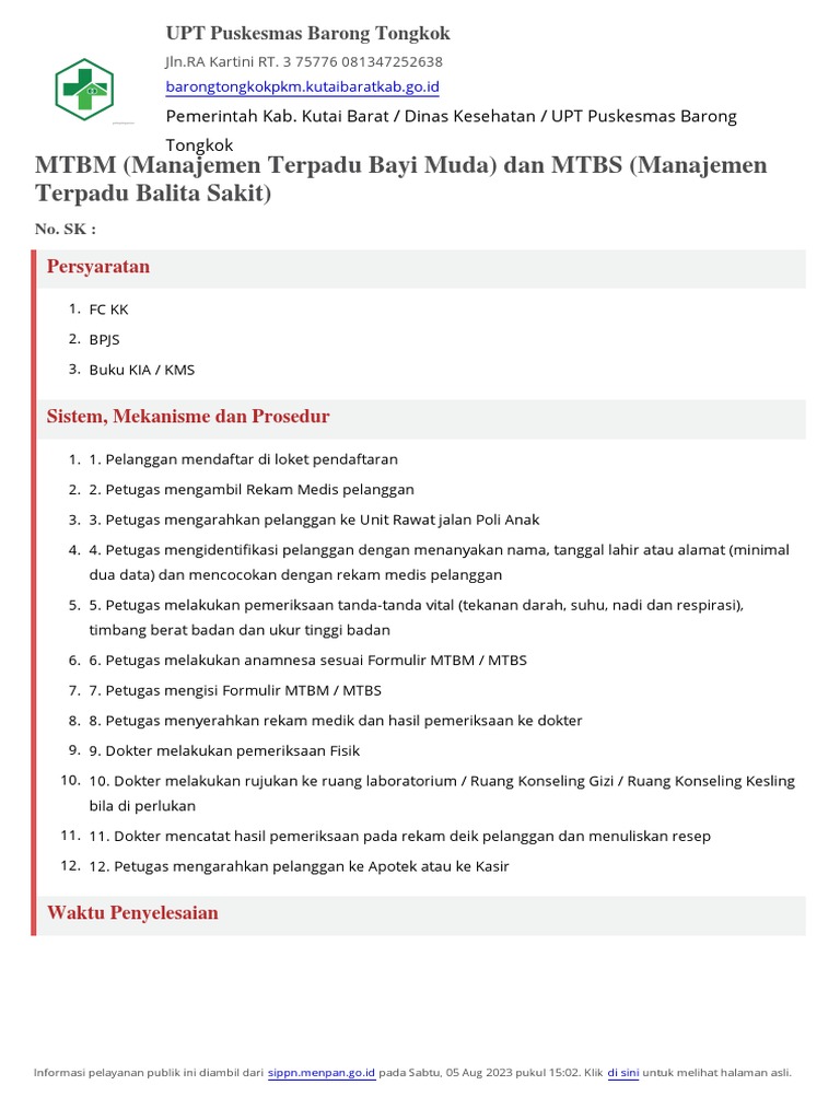 Unduh Standar Pelayanan - MTBM (Manajemen Terpadu Bayi Muda) Dan MTBS (Manajemen Terpadu Balita ...