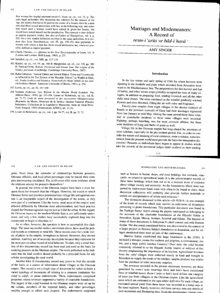 Amy Singer-Marriages and Misdemeanors-Resmi Arus and Bad-I Hava | PDF