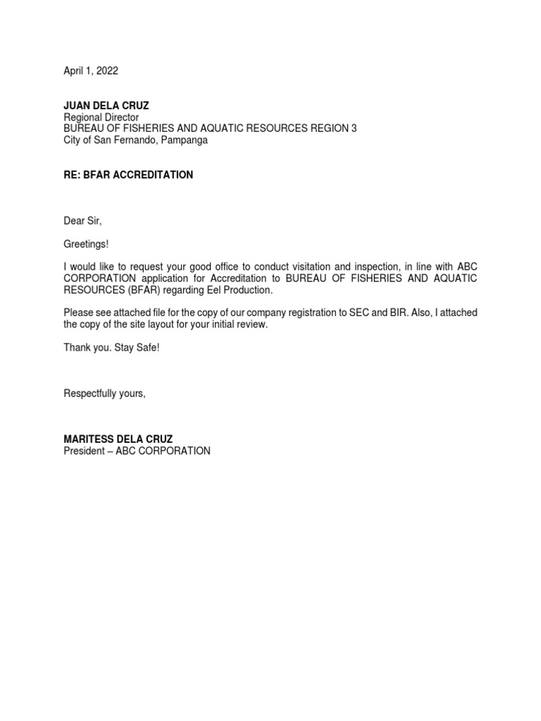 Bfar Letter of Intent | PDF