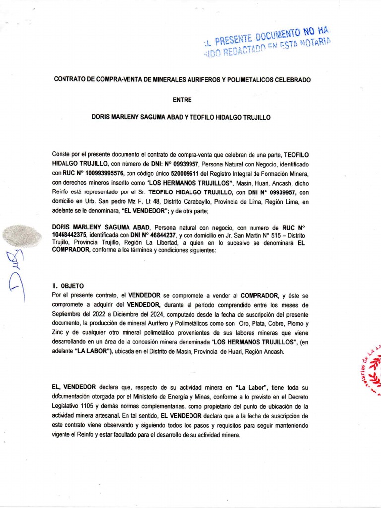 Contrato Compra Venta Saguma VS Hidalgo20221003 - 19091381 | PDF