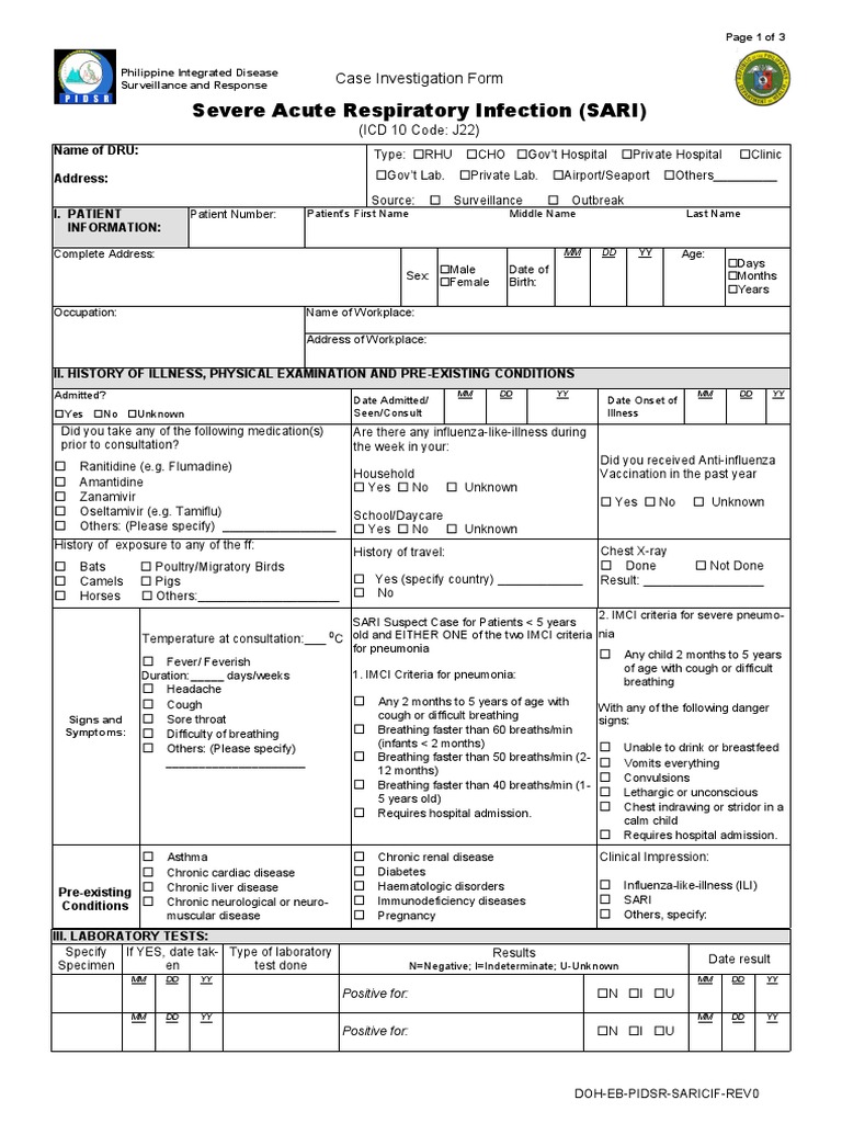 Sari Forms | Download Free PDF | Respiratory Diseases | Diseases And ...