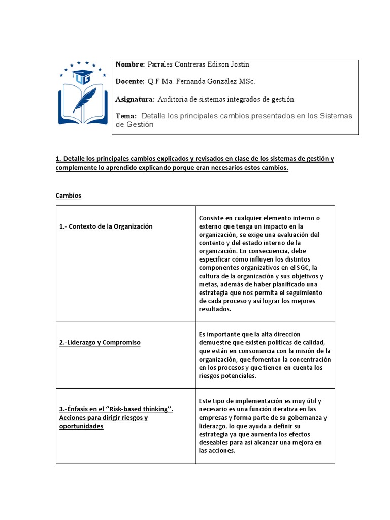 Detalle Los Principales Cambios de Las Normas de Sistemas de Gestión | PDF | Crecimiento ...