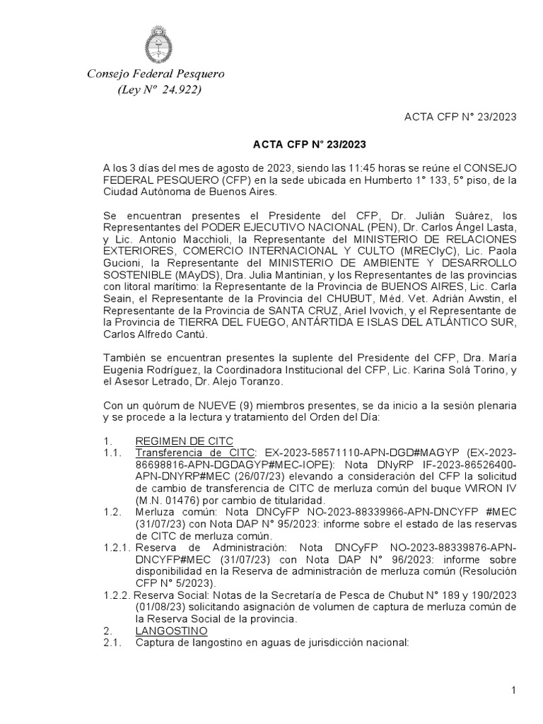 Acta CFP 23-2023 | PDF