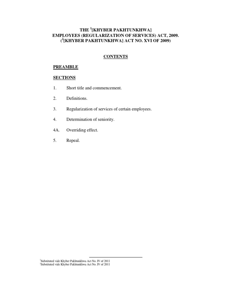 2009 16 The Khyber Pakhtunkhwa Employees Regularization of Services Act ...