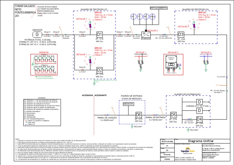 Diagrama Unifilar (Rosa Maria Moraes de Oliveira) | PDF